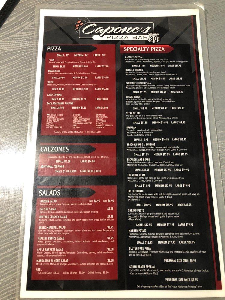 Menu at Capone's Pizza Bar Rt. 80, North Branford