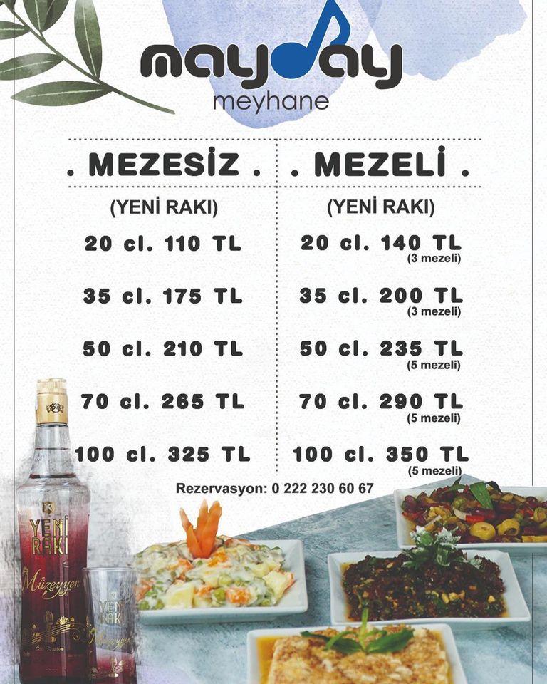 Menu at Mayday, Eskişehir, Vural sok no:61/A