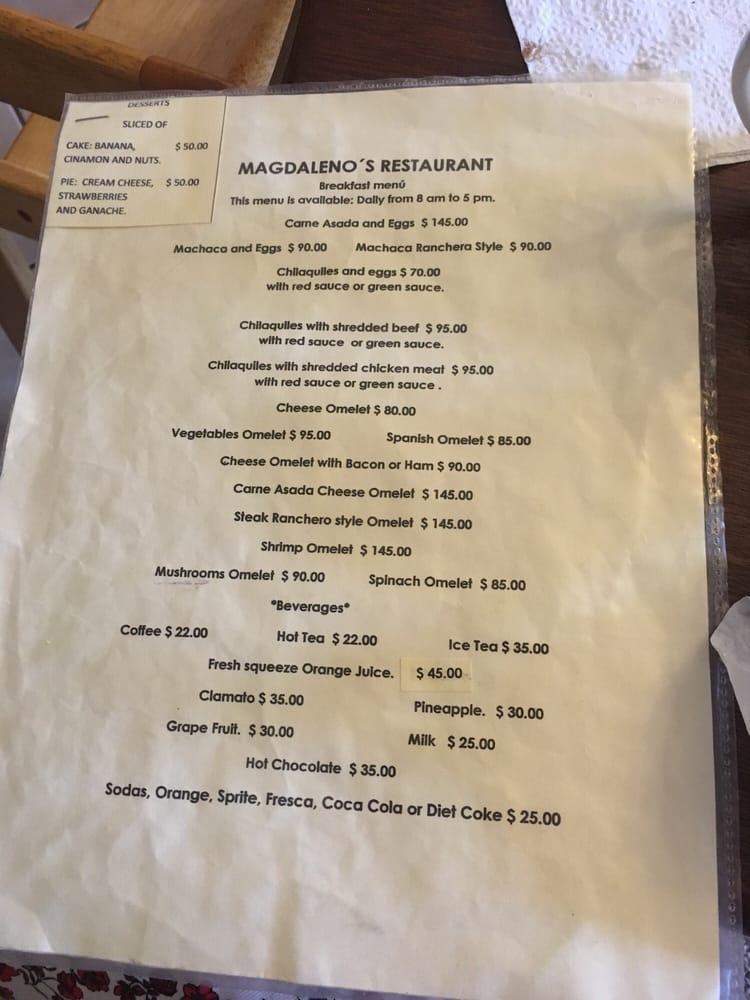 Menu at Restaurant Magdaleno's, Primo Tapia
