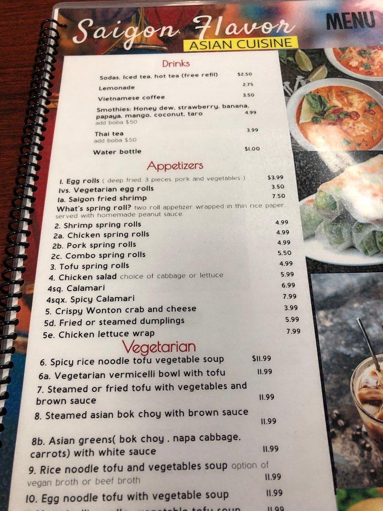 Menu at Saigon Flavor restaurant, Green Valley, S I-19 Frontage Rd
