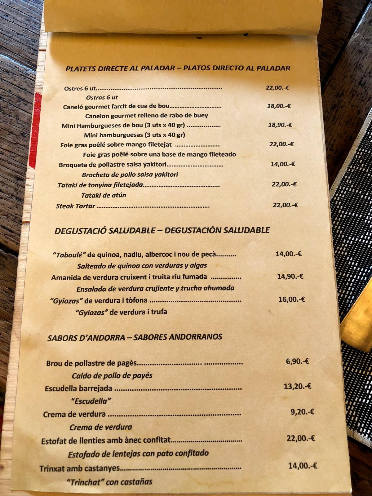 Menu at Restaurante Vodka Bar, Grau Roig