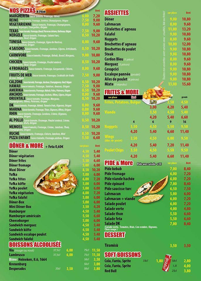 Menu au Dk Express sierentz restaurant, Sierentz