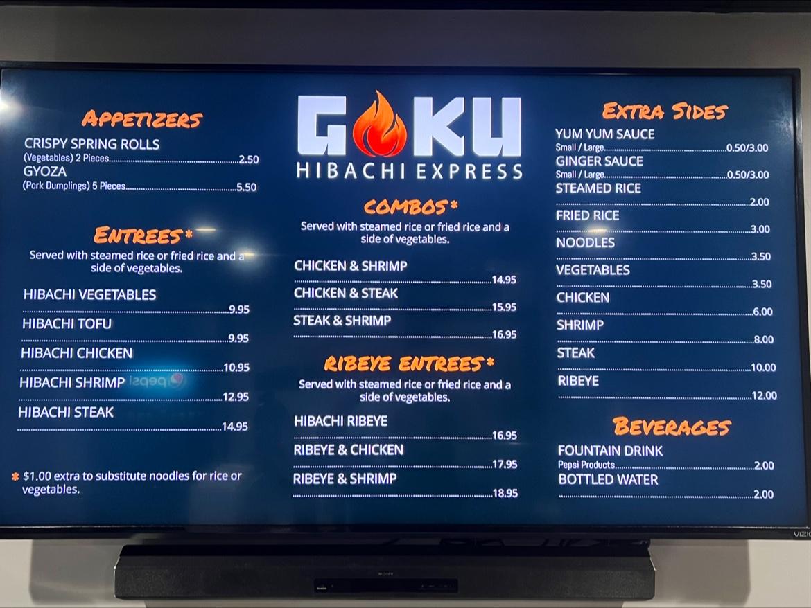Carta del restaurante Goku Hibachi Express, Aurora