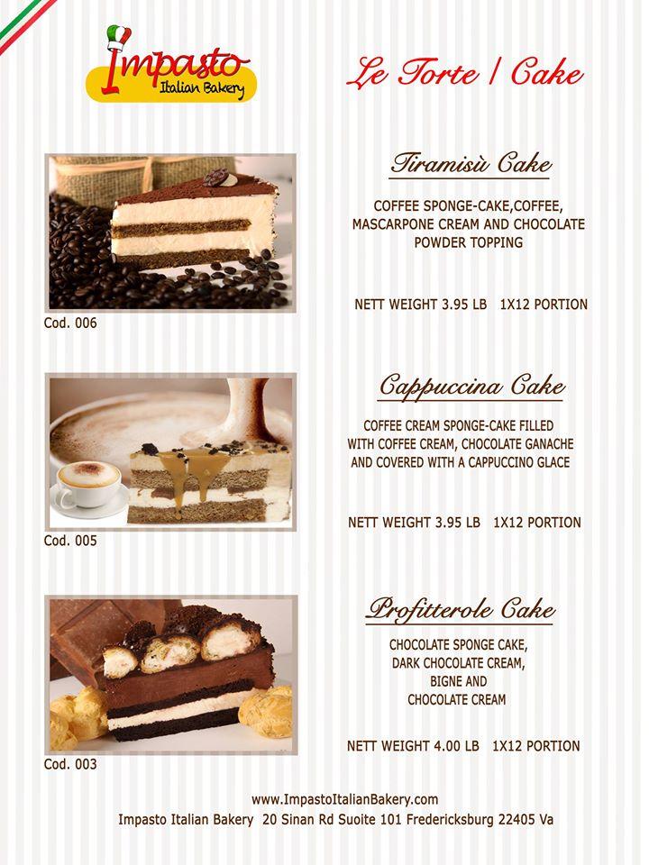 Menu at Impasto Italian Bakery, Fredericksburg