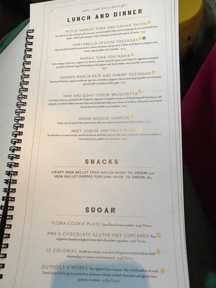 Menu at Outpost pub & bar, Cabo San Lucas