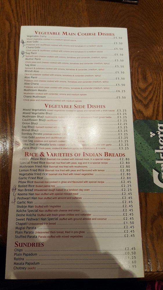 Menu at Shapla Tandoori restaurant, Lampeter