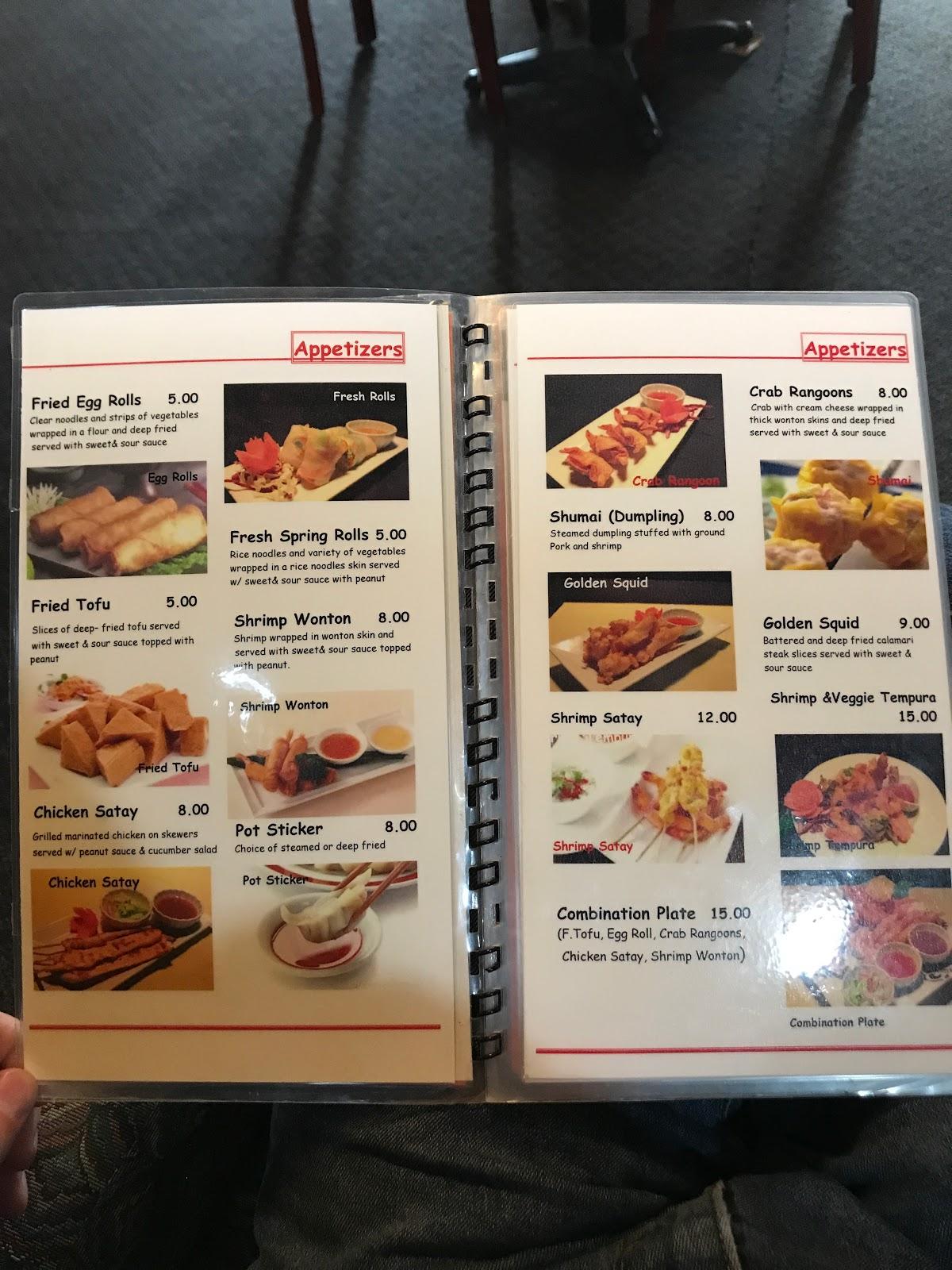 Menu at A Taste of Thai restaurant, Hailey