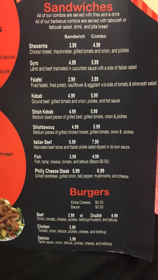 Menu at Mediterranean Grill pub & bar, Clarksville, 541 Franklin St