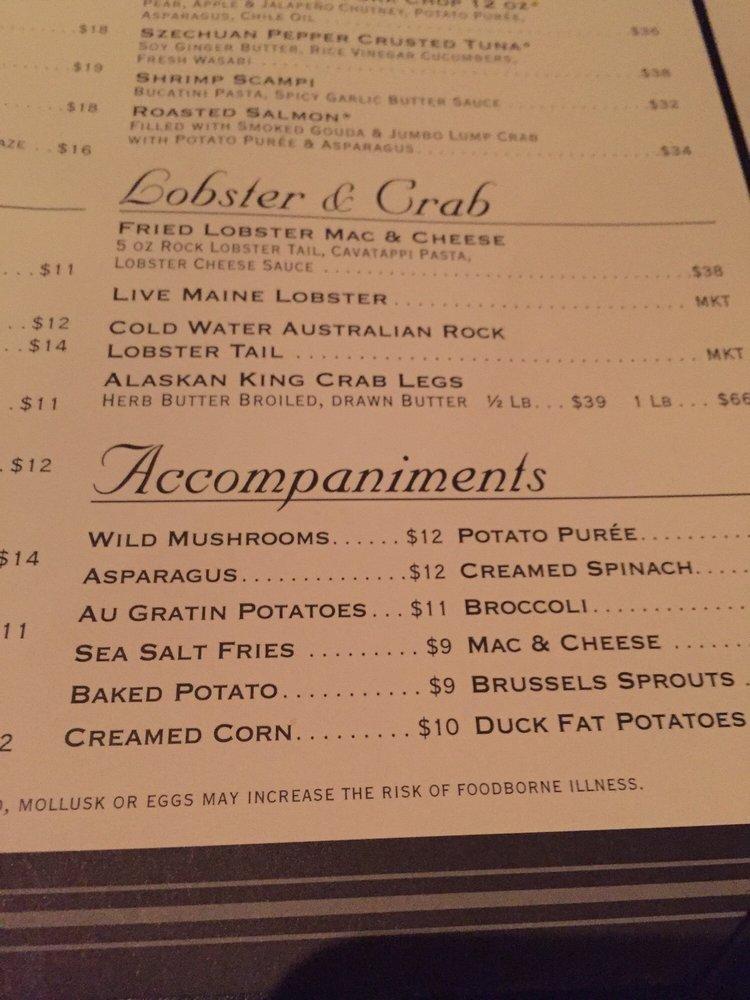 Menu at Vic & Anthony's Steakhouse, Las Vegas