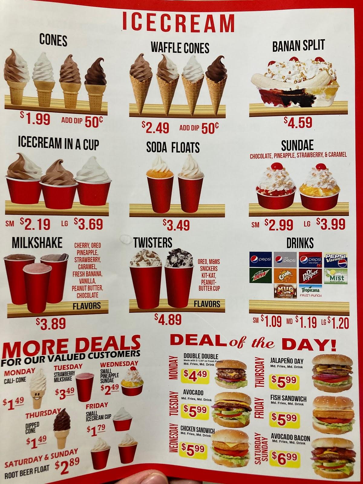 Menu at California Burger restaurant, Indianapolis, W 16th St