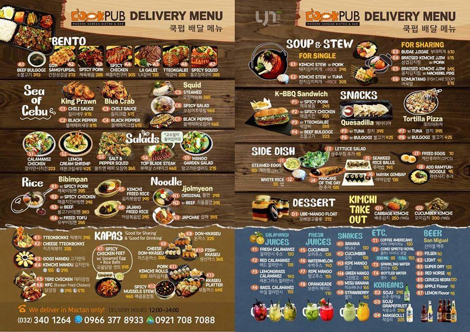Menu at CookPub - Cebu Mactan, Lapu-Lapu City