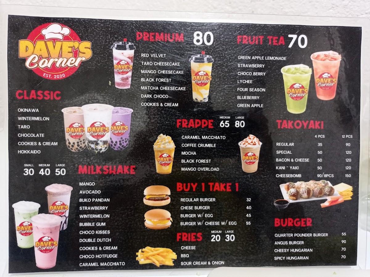 Menu at Dave's Corner GMA restaurant, General Mariano Alvarez