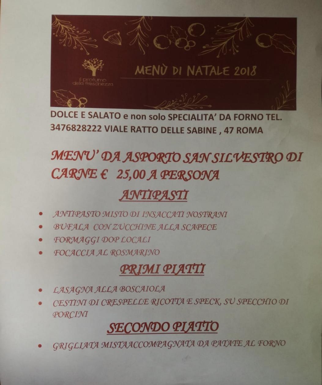 Menu da Forno Dolce & Salato, Roma, Viale Ratto delle Sabine