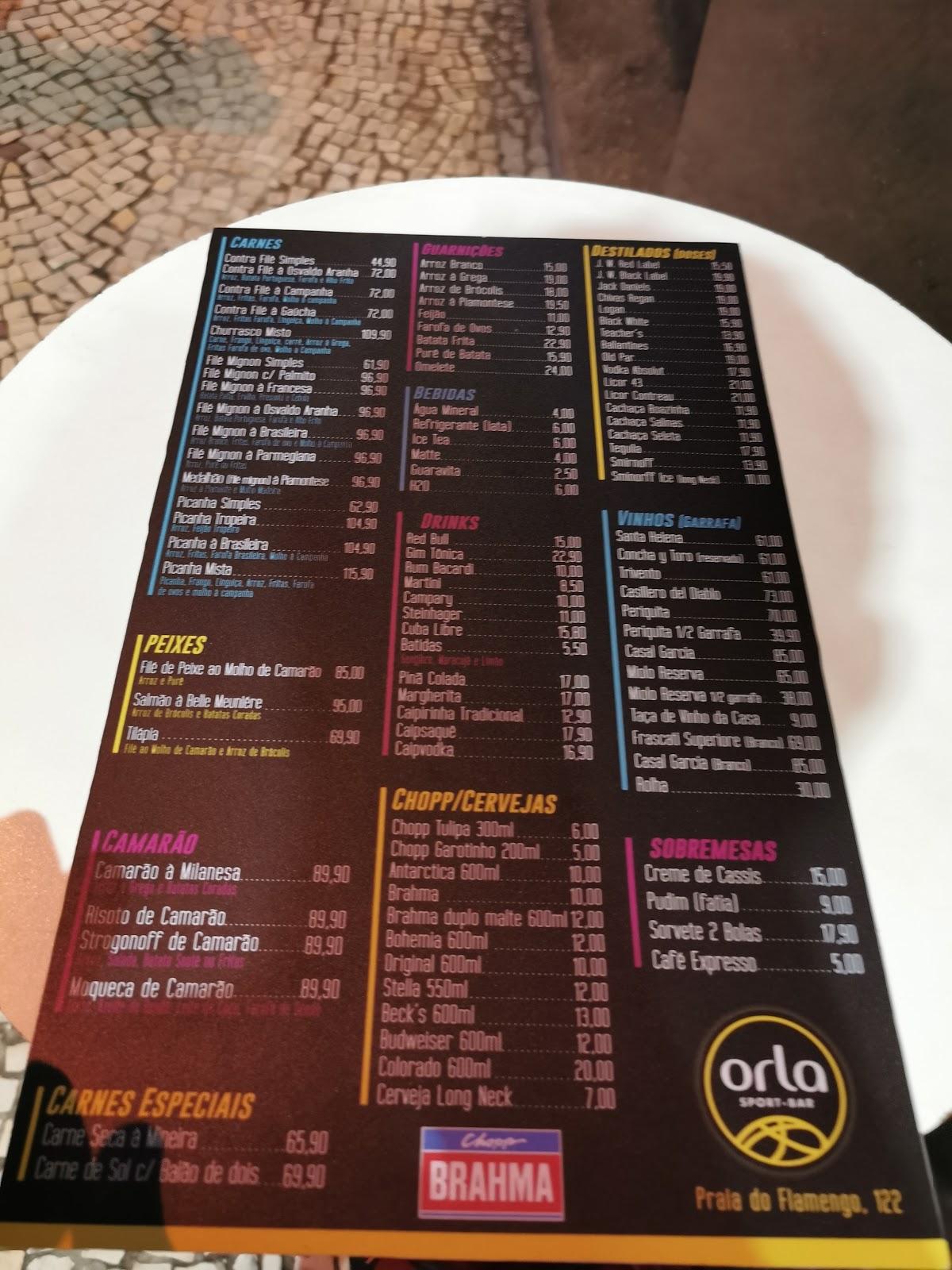 Menu em Orla Sport Bar, Rio de Janeiro