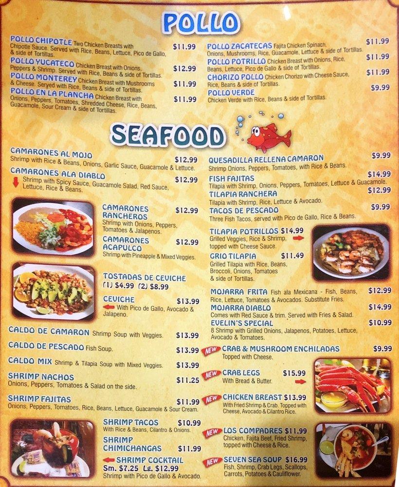 Menu at Potrillos Mexican Restaurant, Ada