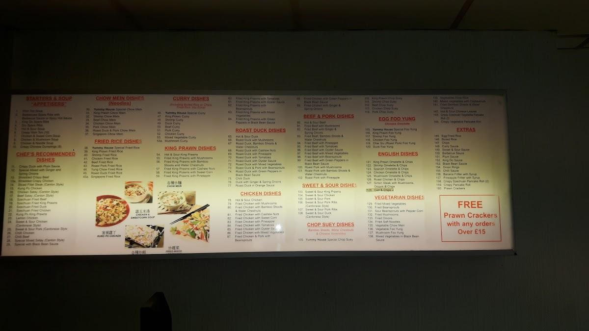 Menu at Yummy House fast food, Exeter