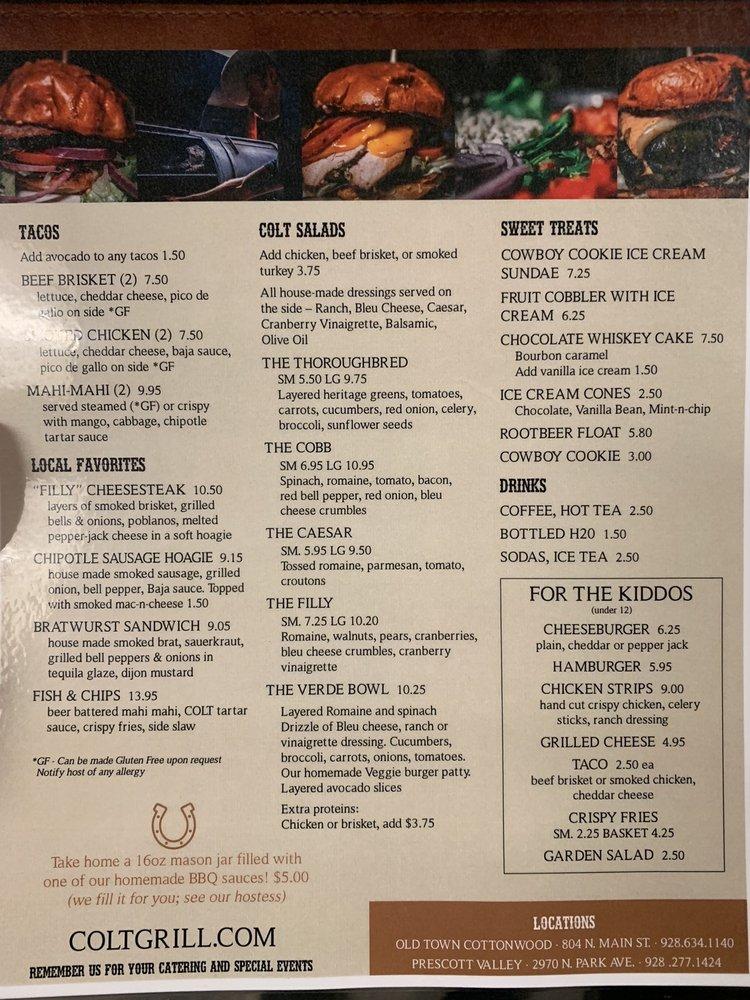 Menu at COLT Grill, BBQ & Spirits, Prescott Valley
