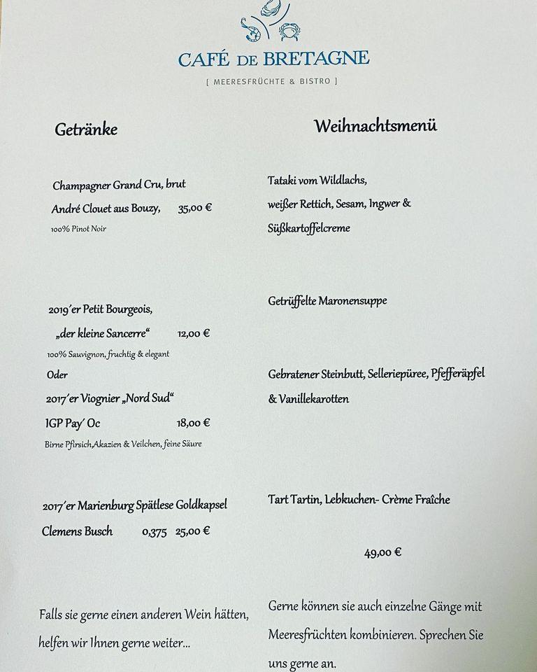 Speisekarte von Café de Bretagne restaurant, Düsseldorf, Benrather ...