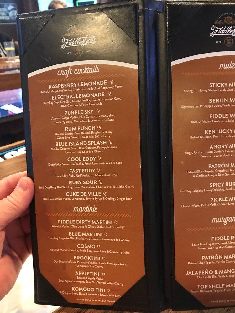 Menu at Fiddlesticks Bar & Grill, Lakewood