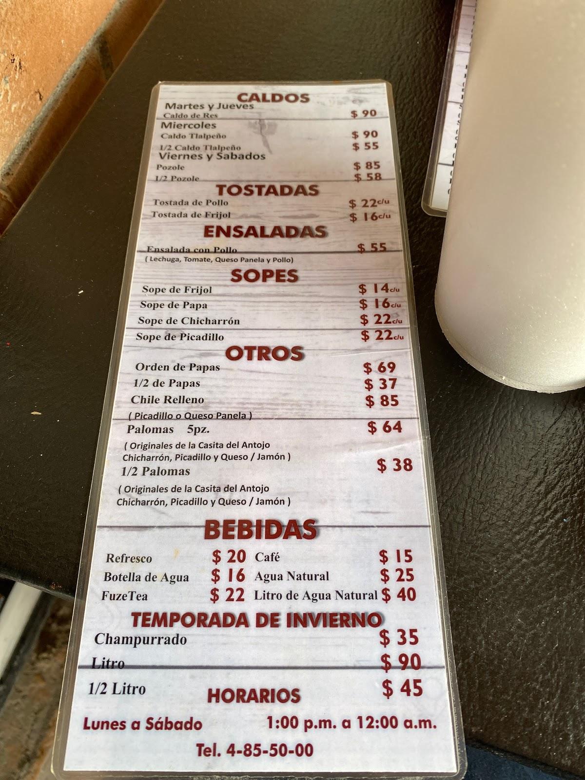 Carta del restaurante LA CASITA DEL ANTOJO SALTILLO, Saltillo, Juan ...