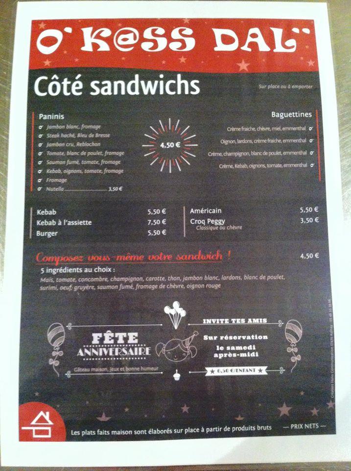 Menu au O'Kass Dal restaurant, Aulnay
