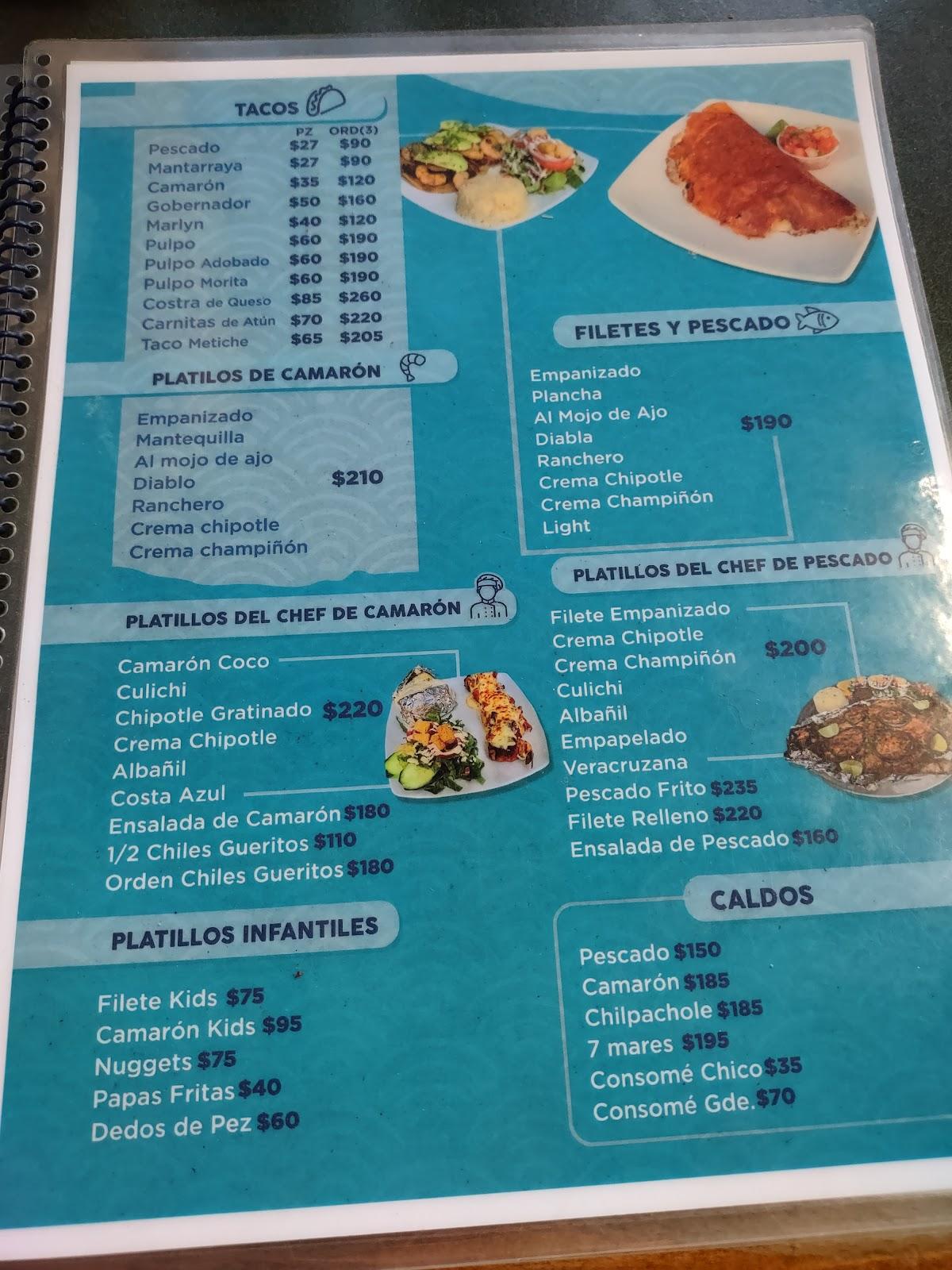 Carta del restaurante Mariscos Los Compadres, Mexicali