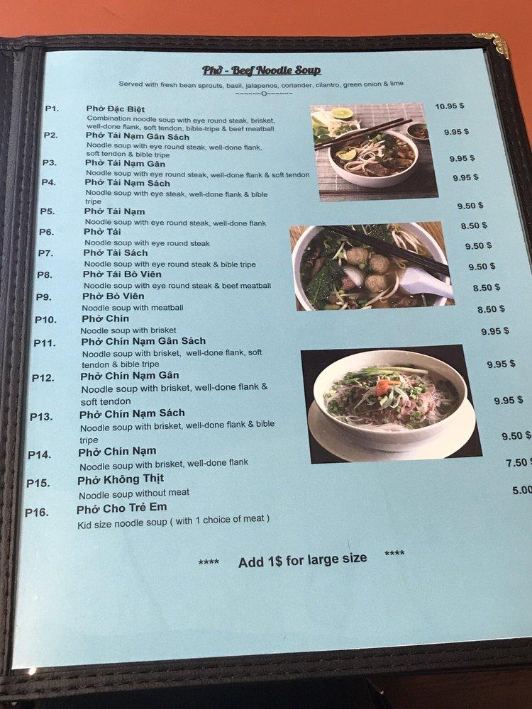 Menu at Pho Time restaurant, Enterprise