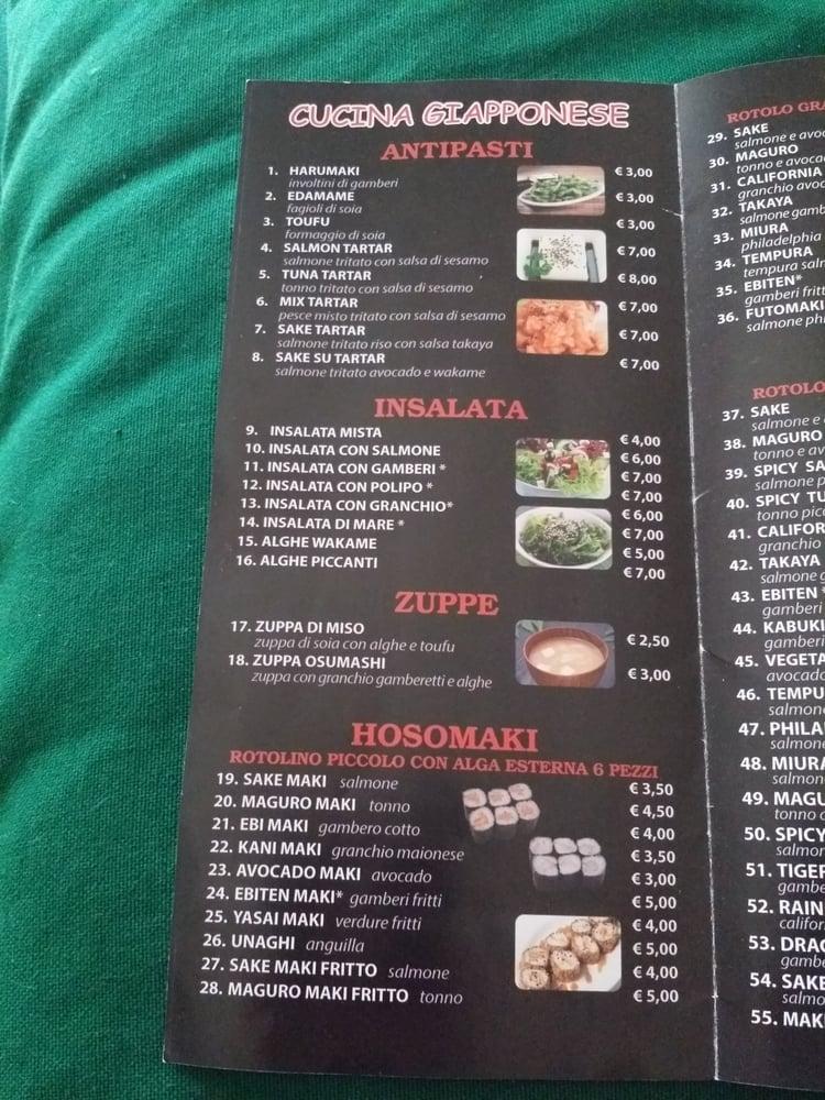 Speisekarte von Takaya restaurant, Muggiò