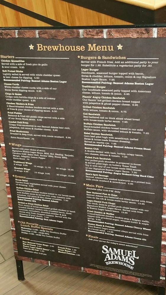 Menu at Samuel Adams Brewhouse pub & bar, Fort Knox