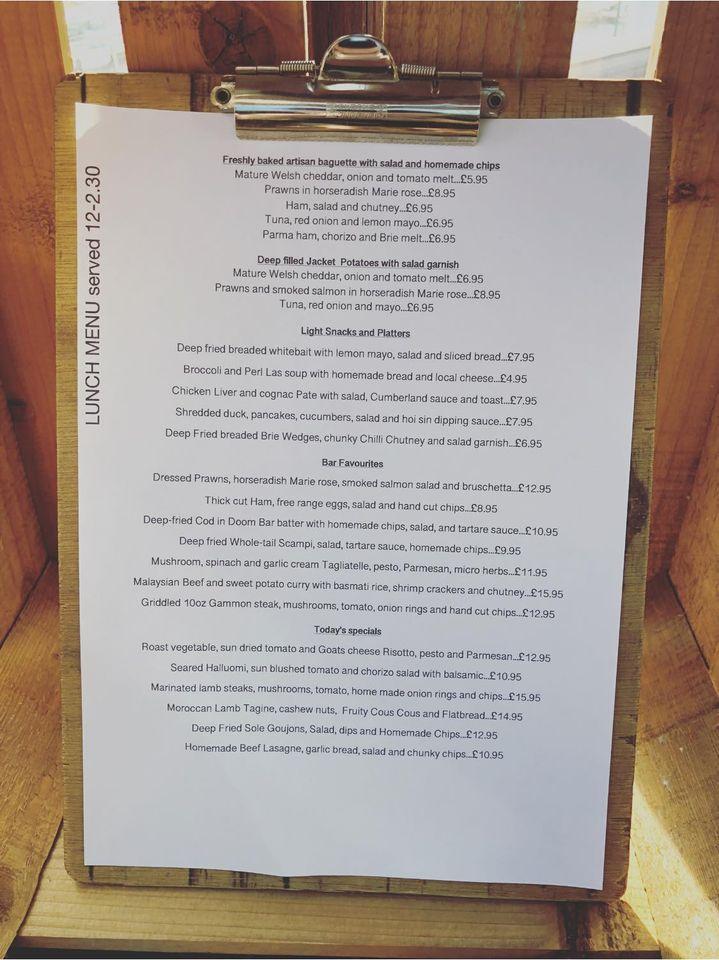 Menu at The Bar, Neyland