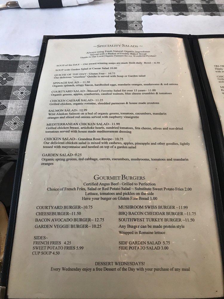 Menu at Toni's Courtyard Café cafe, Merced