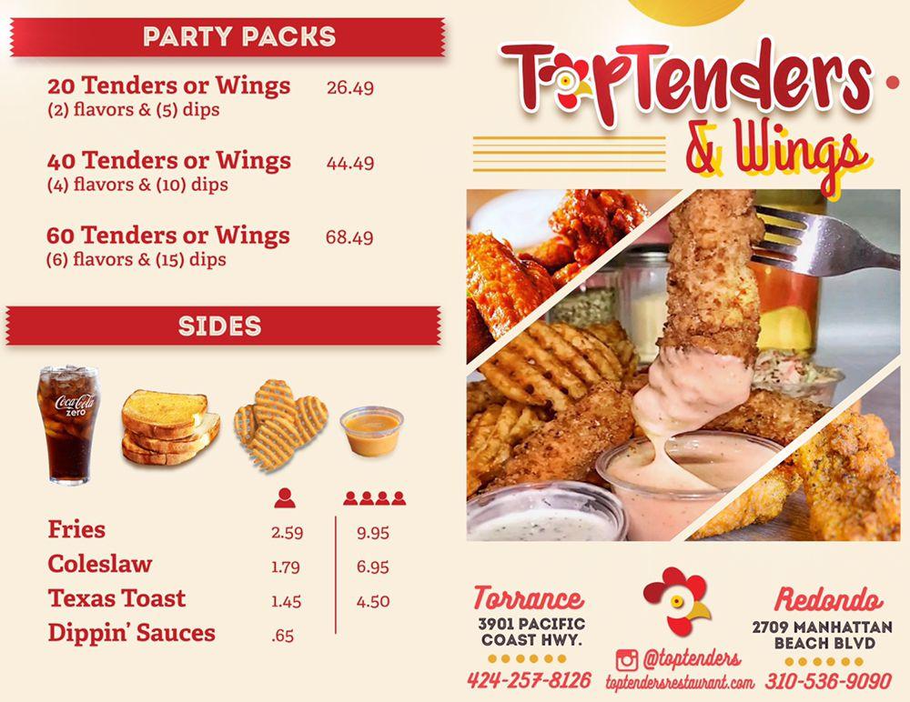 Menu at Top Tenders restaurant, Redondo Beach