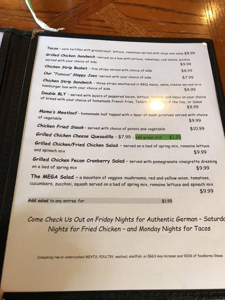 Menu at Dusty Boots Cafe, Cloudcroft