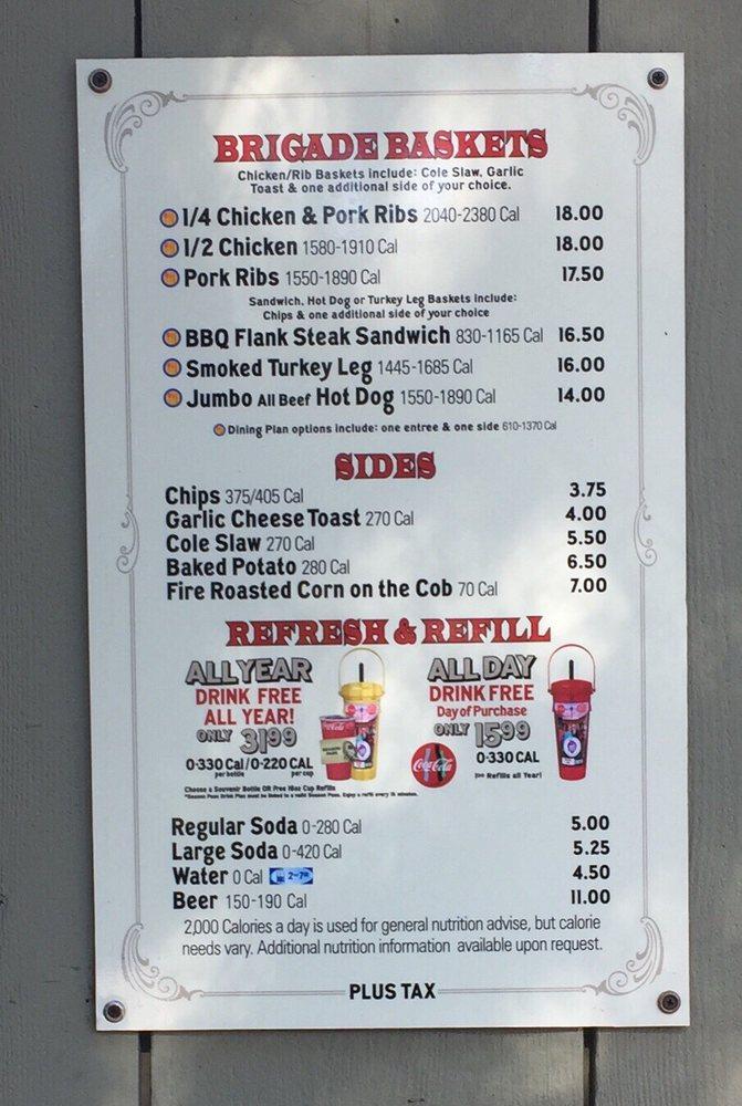 Menu at Fireman's Brigade Barbecue, Buena Park