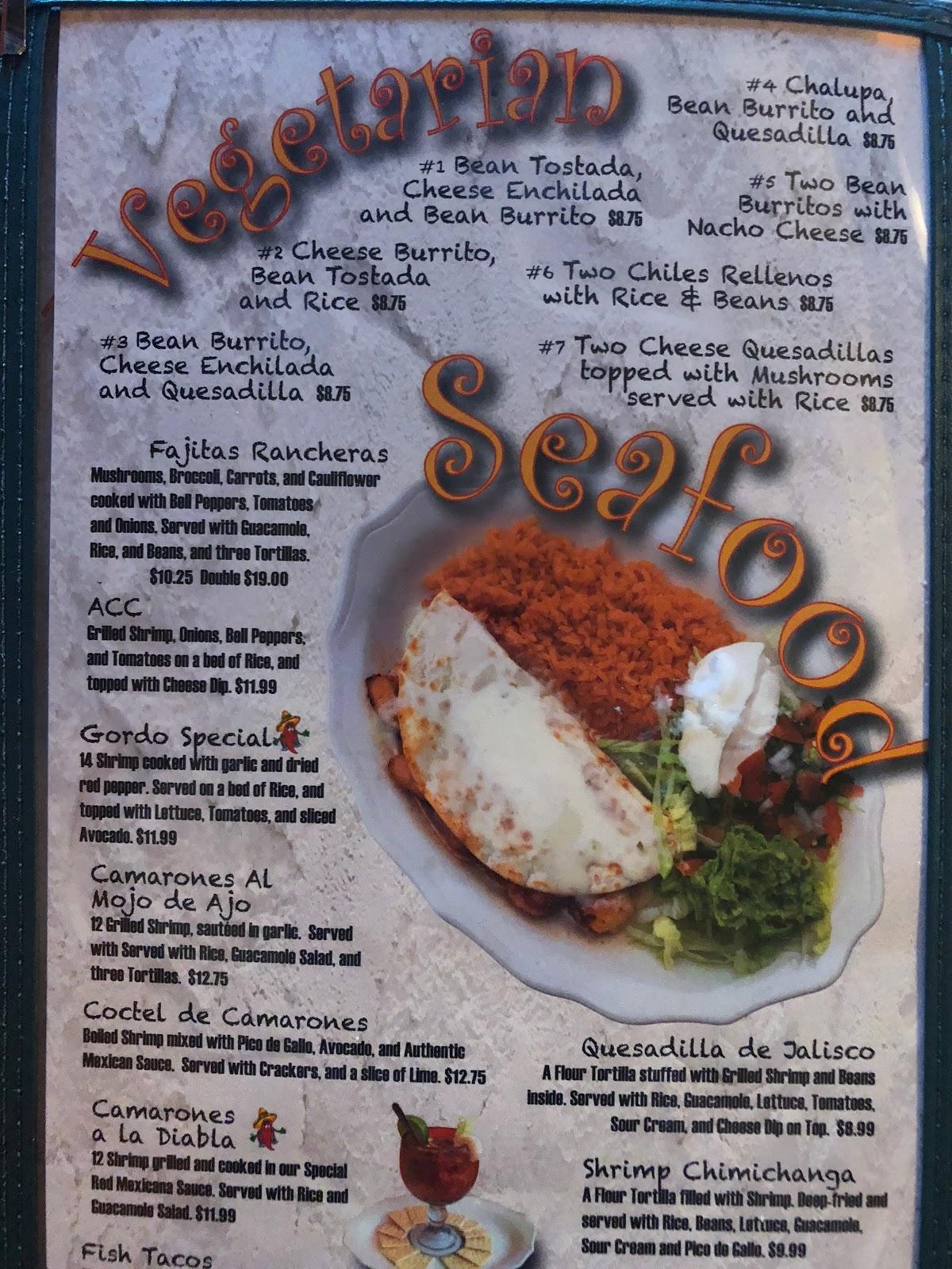 Menu at El Ranchito restaurant, Osage City