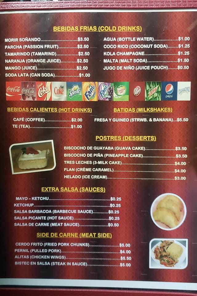Menu at El Triangulo Latino restaurant, Lancaster