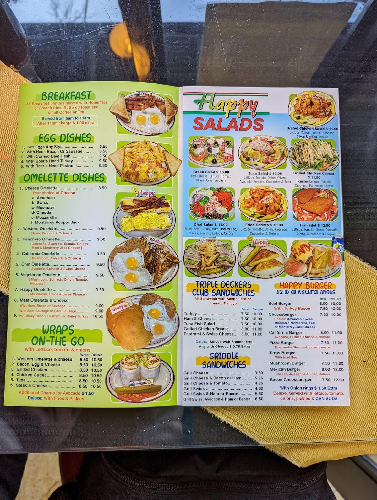 Menu at Happy cafe, New York City