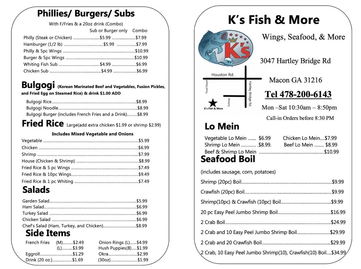 Menu at Fish & More restaurant, Macon