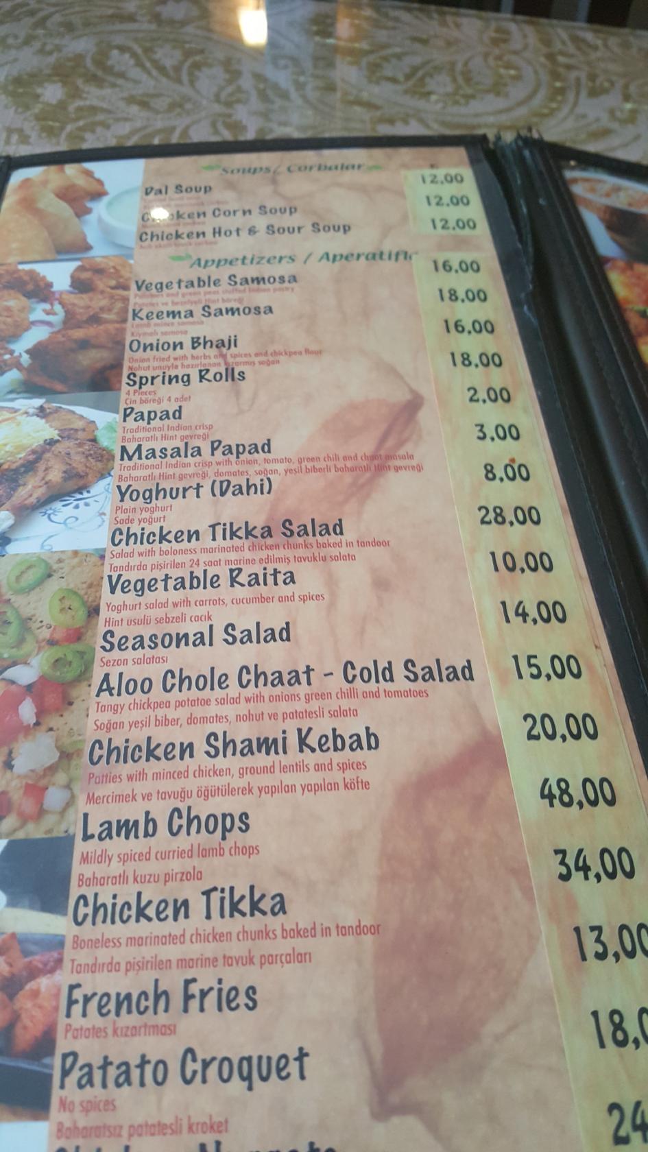 Menu at Musafir Restaurant-Indian Restaurant Est. 2004, Istanbul ...