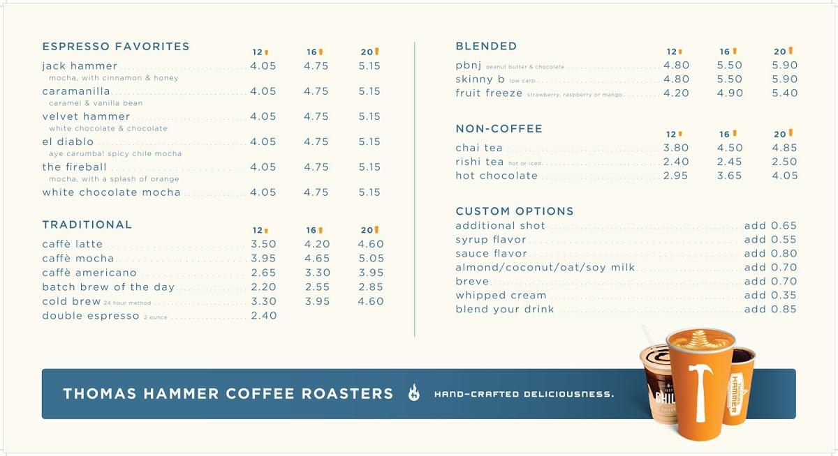 Menu at Thomas Hammer Coffee Roasters, Spokane Valley, E Desmet Ct