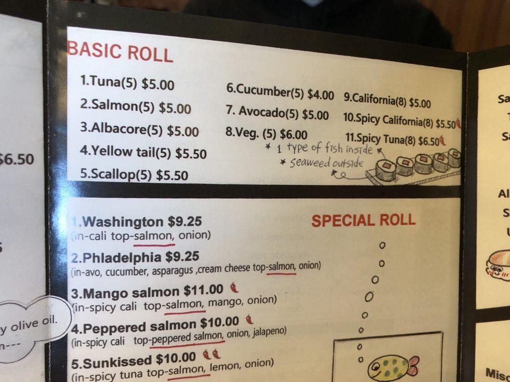 Menu at Sushi Box restaurant, Brea