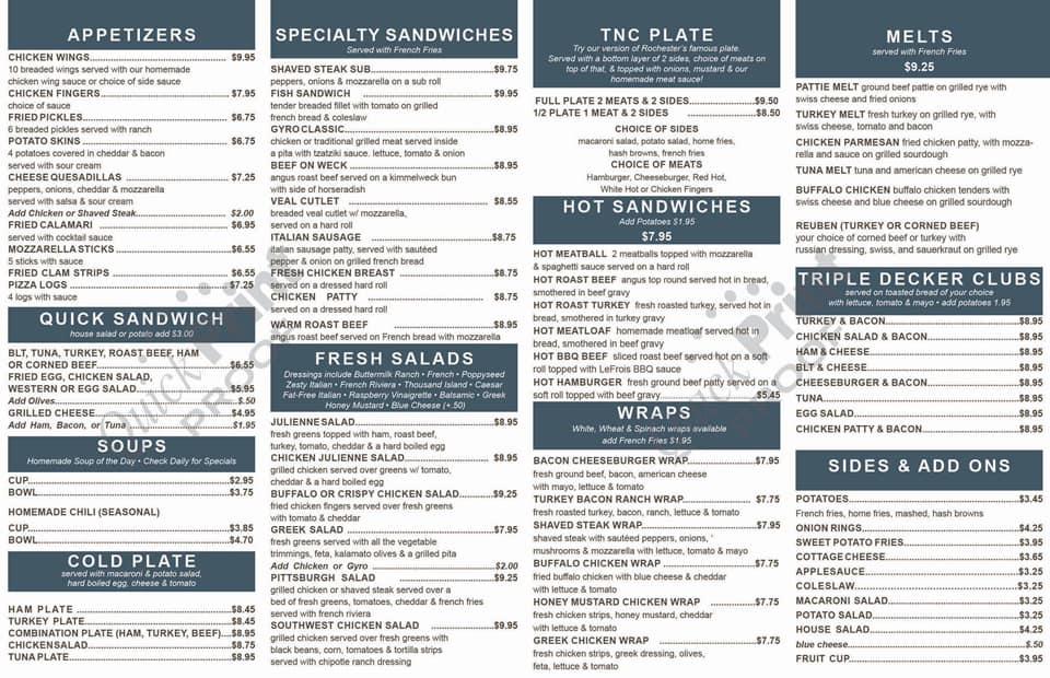 Menu at Town & Country Restaurant, Batavia