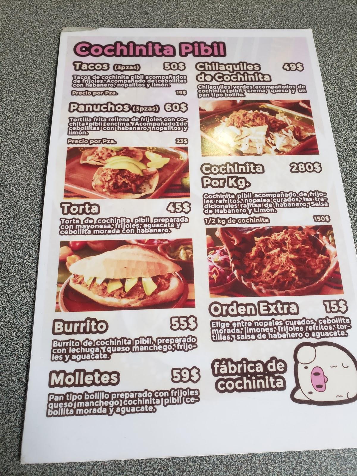 Menu at FÁBRICA DE COCHINITA Cochinita Pibil, Pollos a la Penca ...