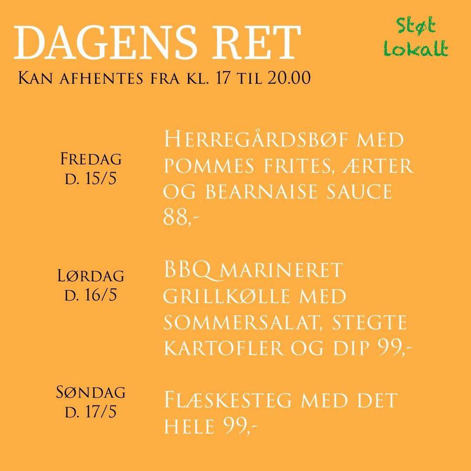 Menu at Hjørring Kro restaurant, Hjørring, Birthesvej 2