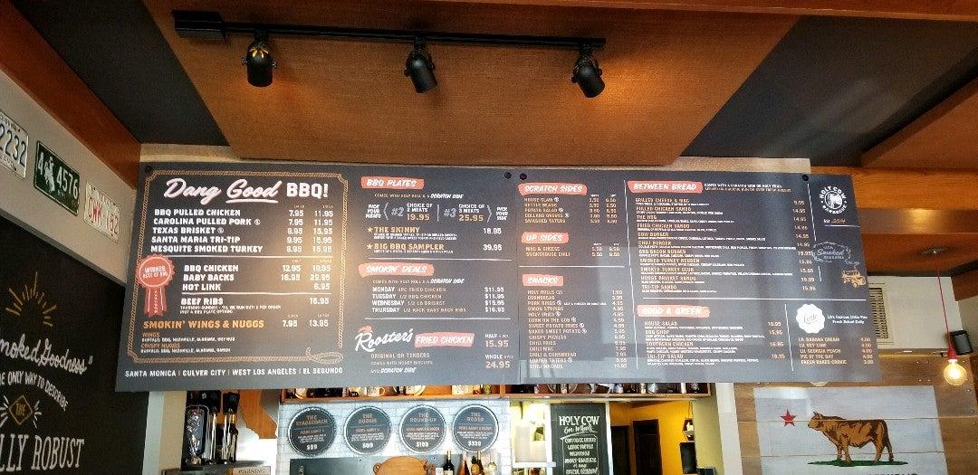 Menu at Holy Cow BBQ - Santa Monica, Santa Monica, 264 26th St