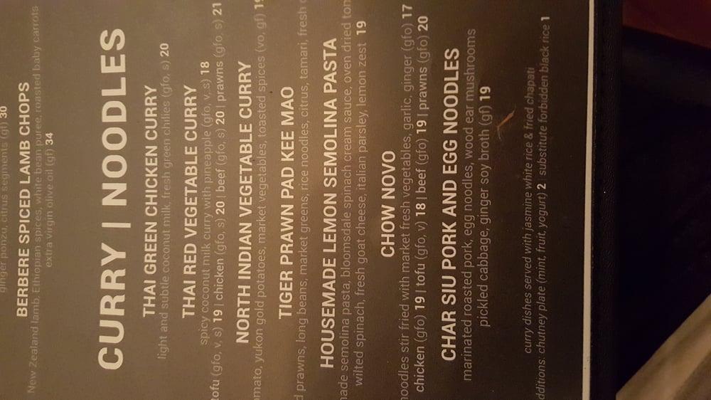 Menu at Novo restaurant, San Luis Obispo