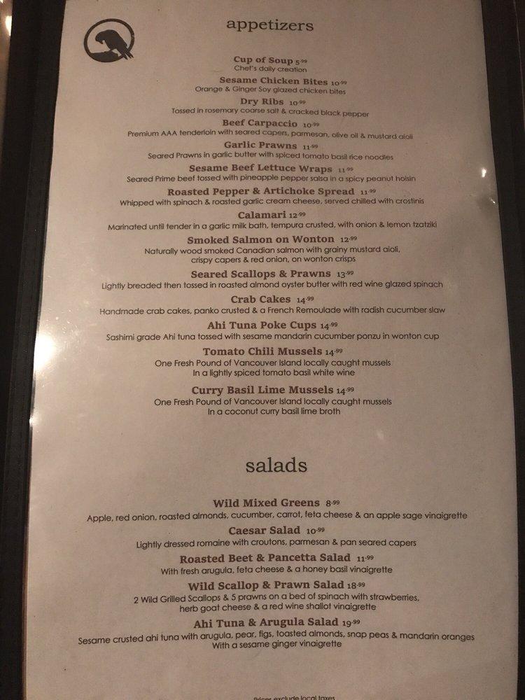 Menu at Vault Restaurant, Surrey