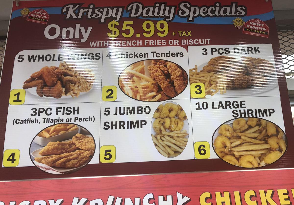 Menu at krispy Krunchy Chicken restaurant, Detroit, W 7 Mile Rd