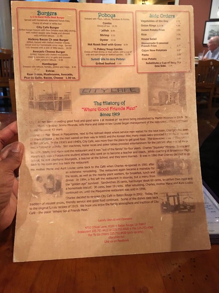 Menu at City Cafe, Baton Rouge, 4710 O'Neal Ln # 113