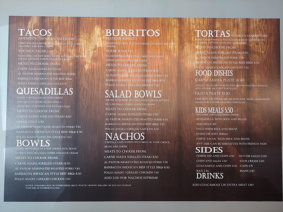Menu at El Primo Mexican Grill restaurant, Hamilton